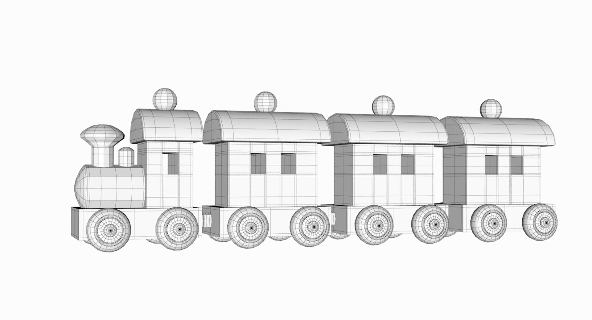 Free Wooden Train Toy 3d Model