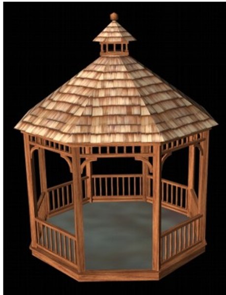 3d cedar gazebo model