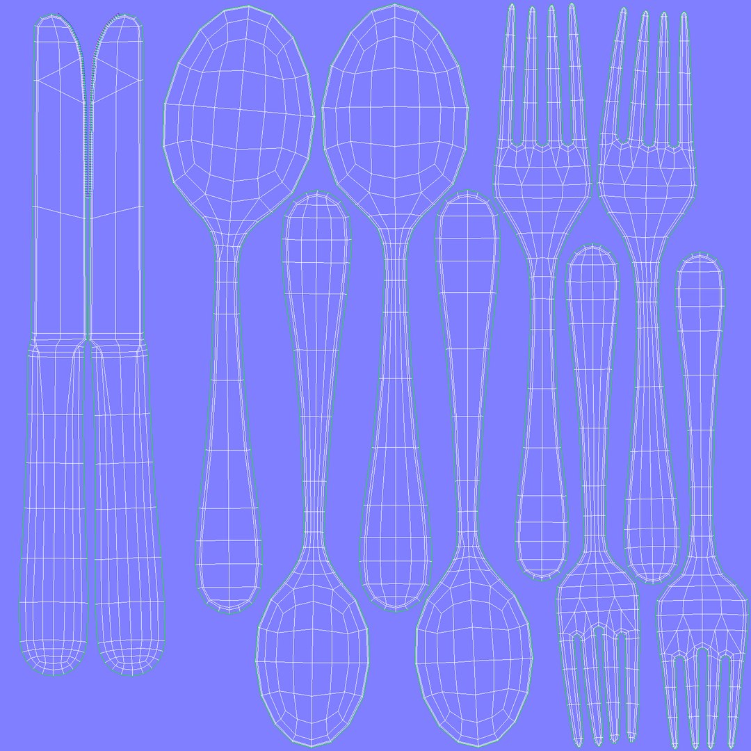 Simple Flatware Set 01 C4d