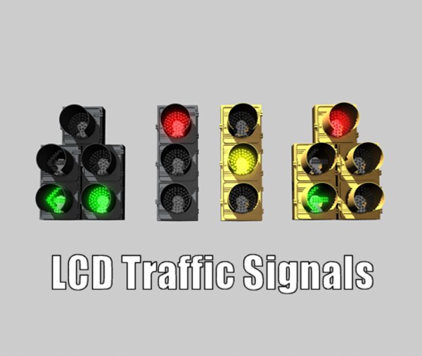 lcd traffic signals 3d c4d