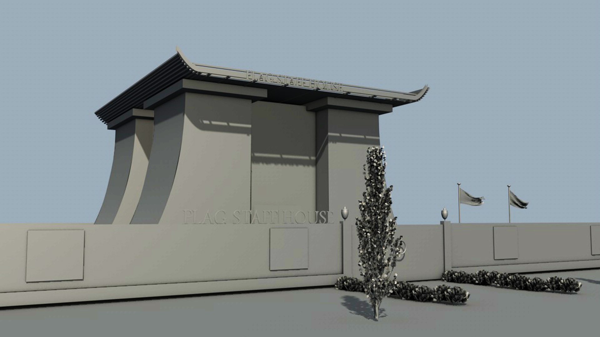 3d model flag staff house