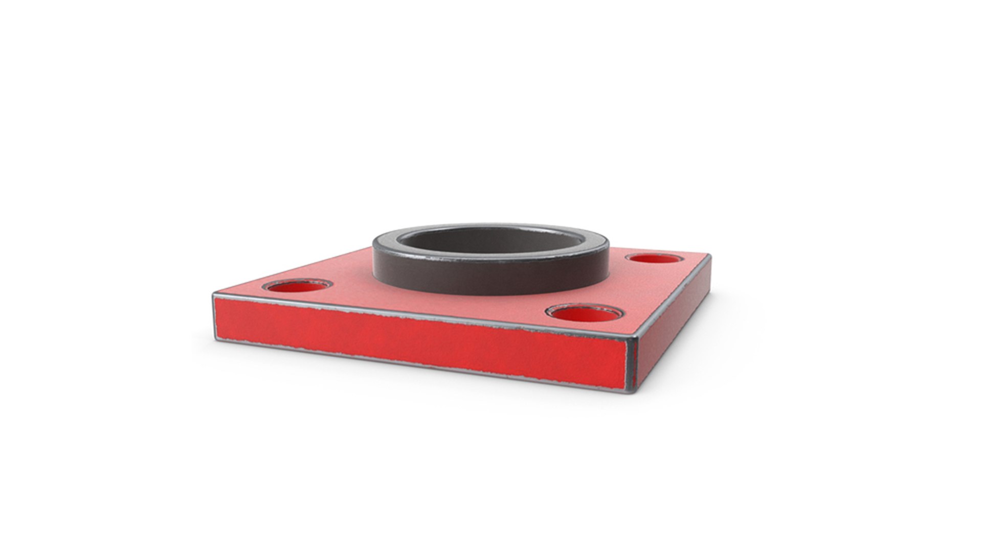 3D Square Flange Steel Painted Red PBR - TurboSquid 2299815