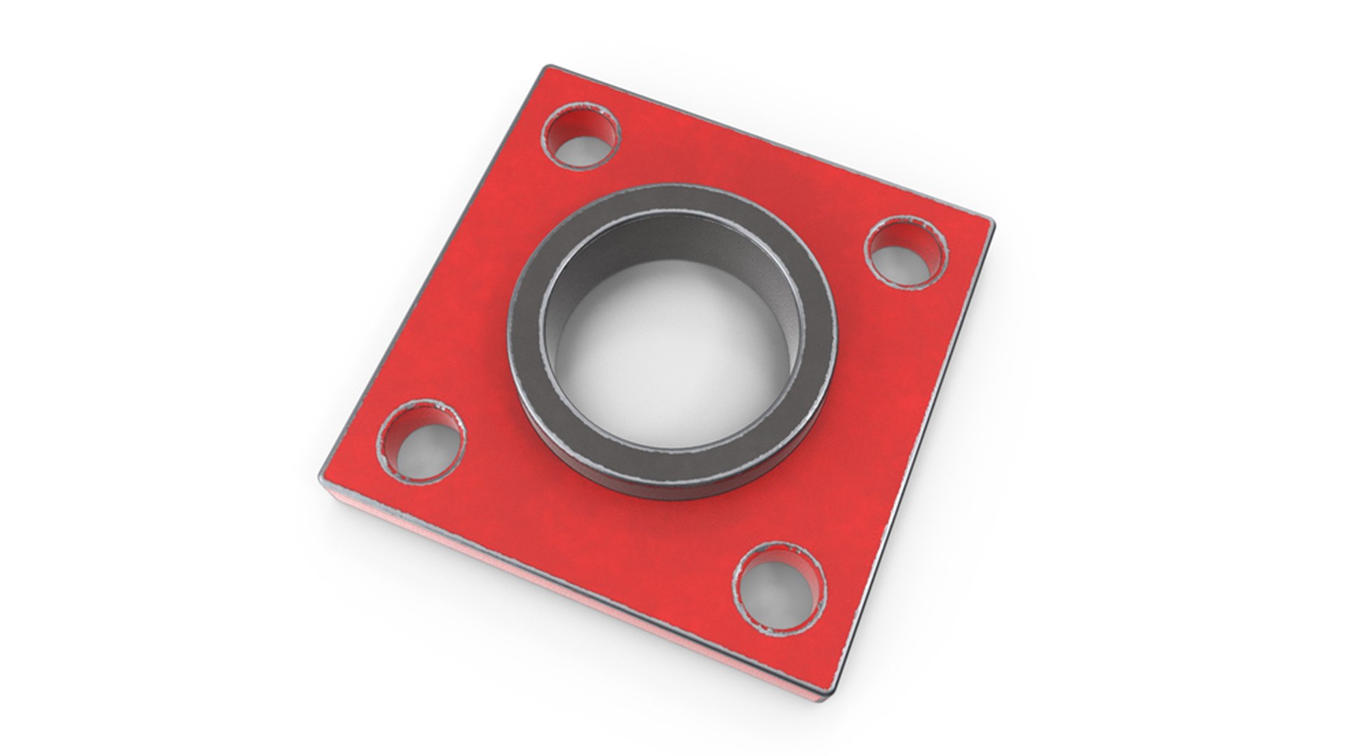 3D Square Flange Steel Painted Red PBR - TurboSquid 2299815
