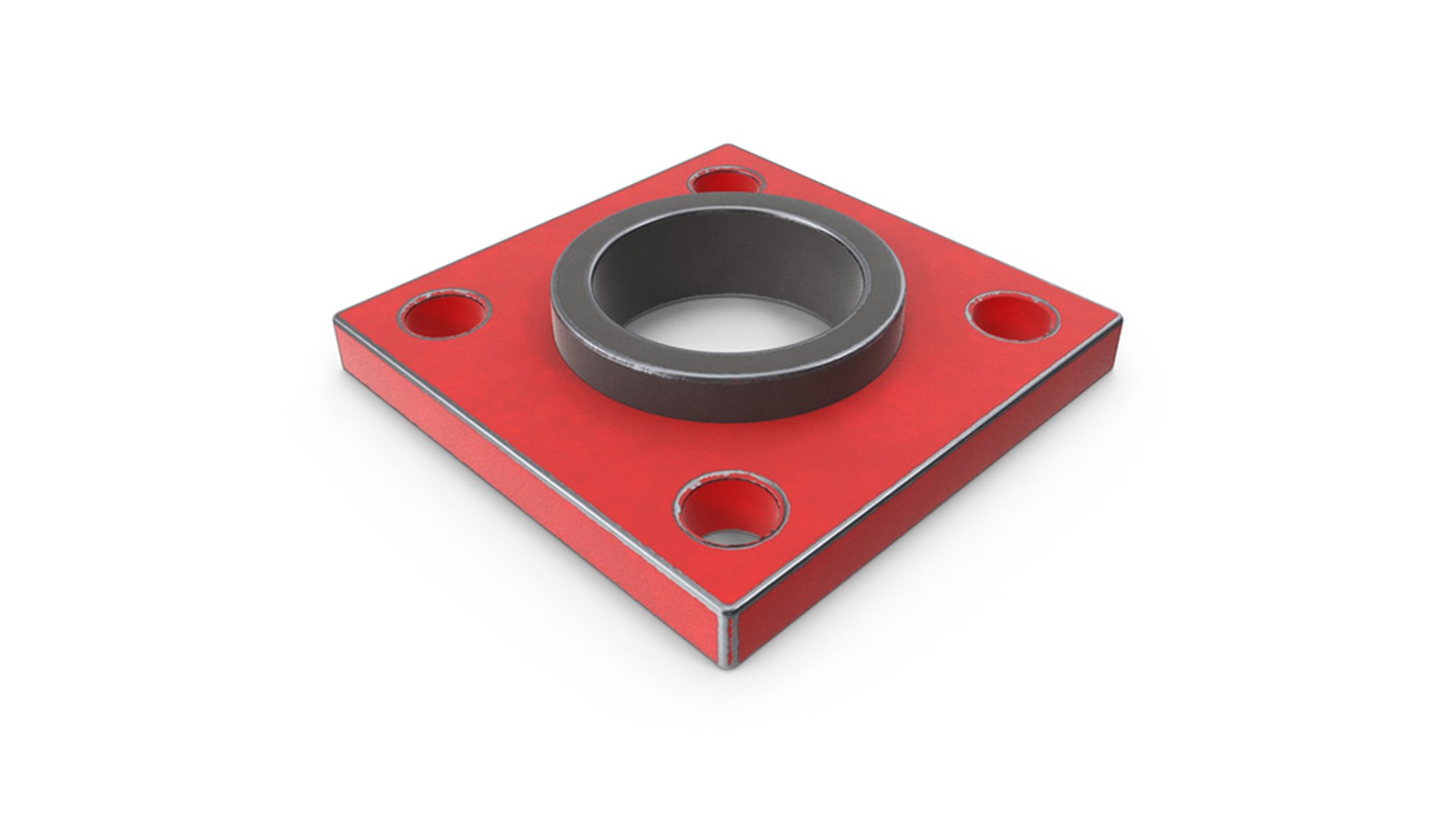3D Square Flange Steel Painted Red PBR - TurboSquid 2299815
