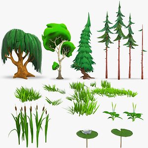 3d realtime plants pack cartoon