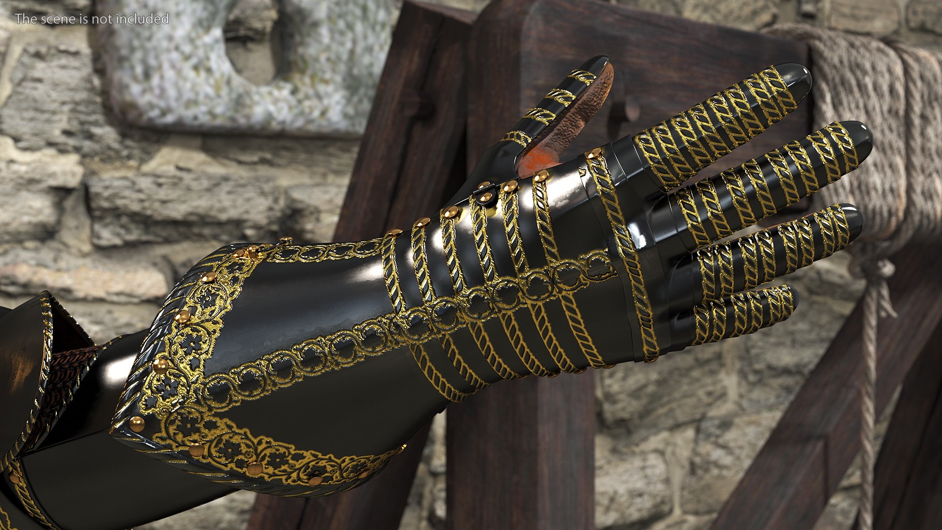 Medieval Knight Black Gold Arm Armor model - TurboSquid 1832668