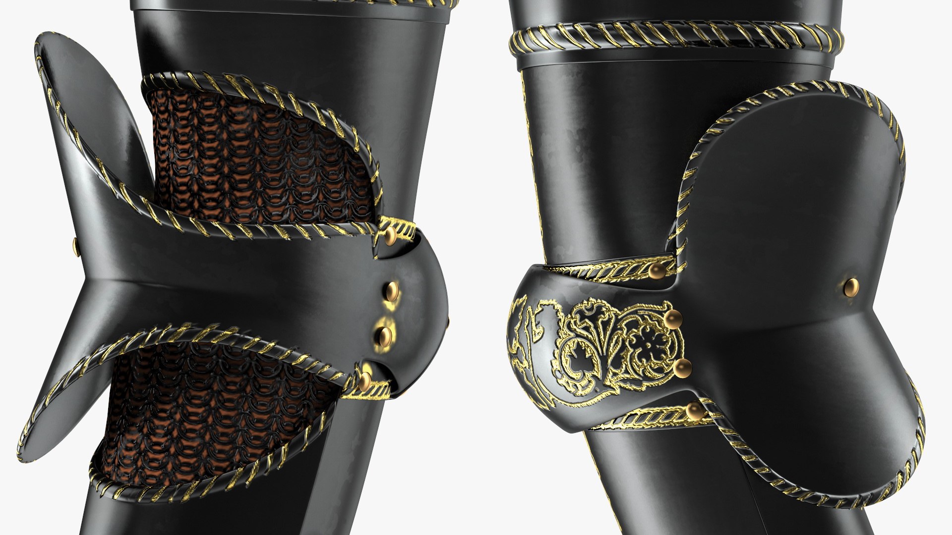 Medieval Knight Black Gold Arm Armor model - TurboSquid 1832668