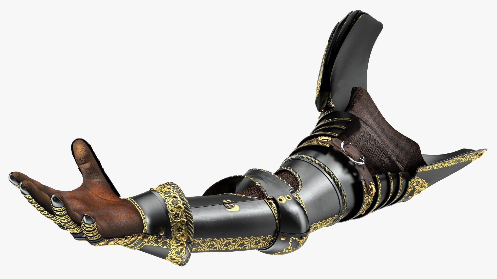 Medieval Knight Black Gold Arm Armor model - TurboSquid 1832668