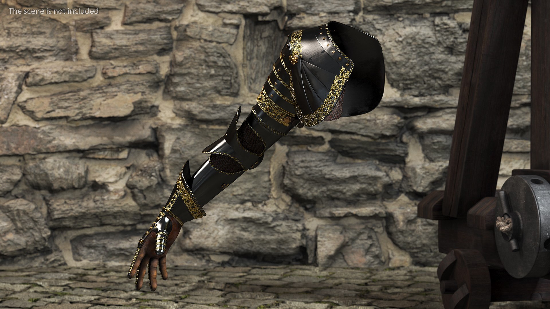 Medieval Knight Black Gold Arm Armor Model - TurboSquid 1832668