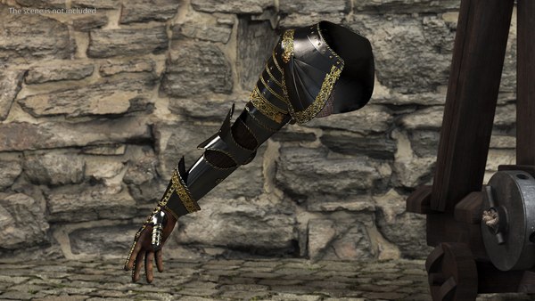 Medieval Knight Black Gold Arm Armor model - TurboSquid 1832668