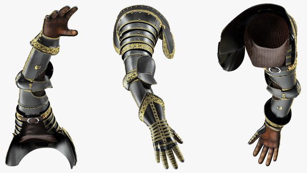 Medieval Knight Black Gold Arm Armor model - TurboSquid 1832668