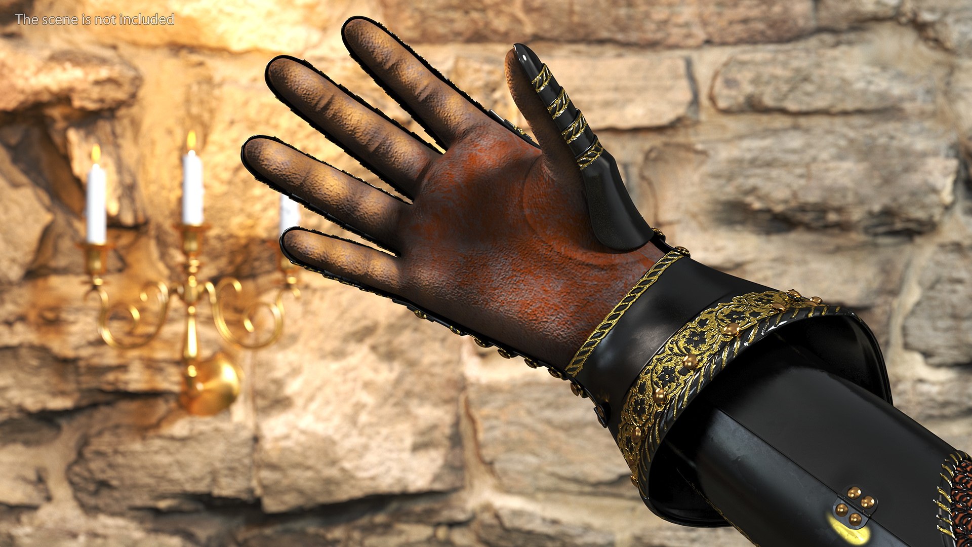 Medieval Knight Black Gold Arm Armor model - TurboSquid 1832668