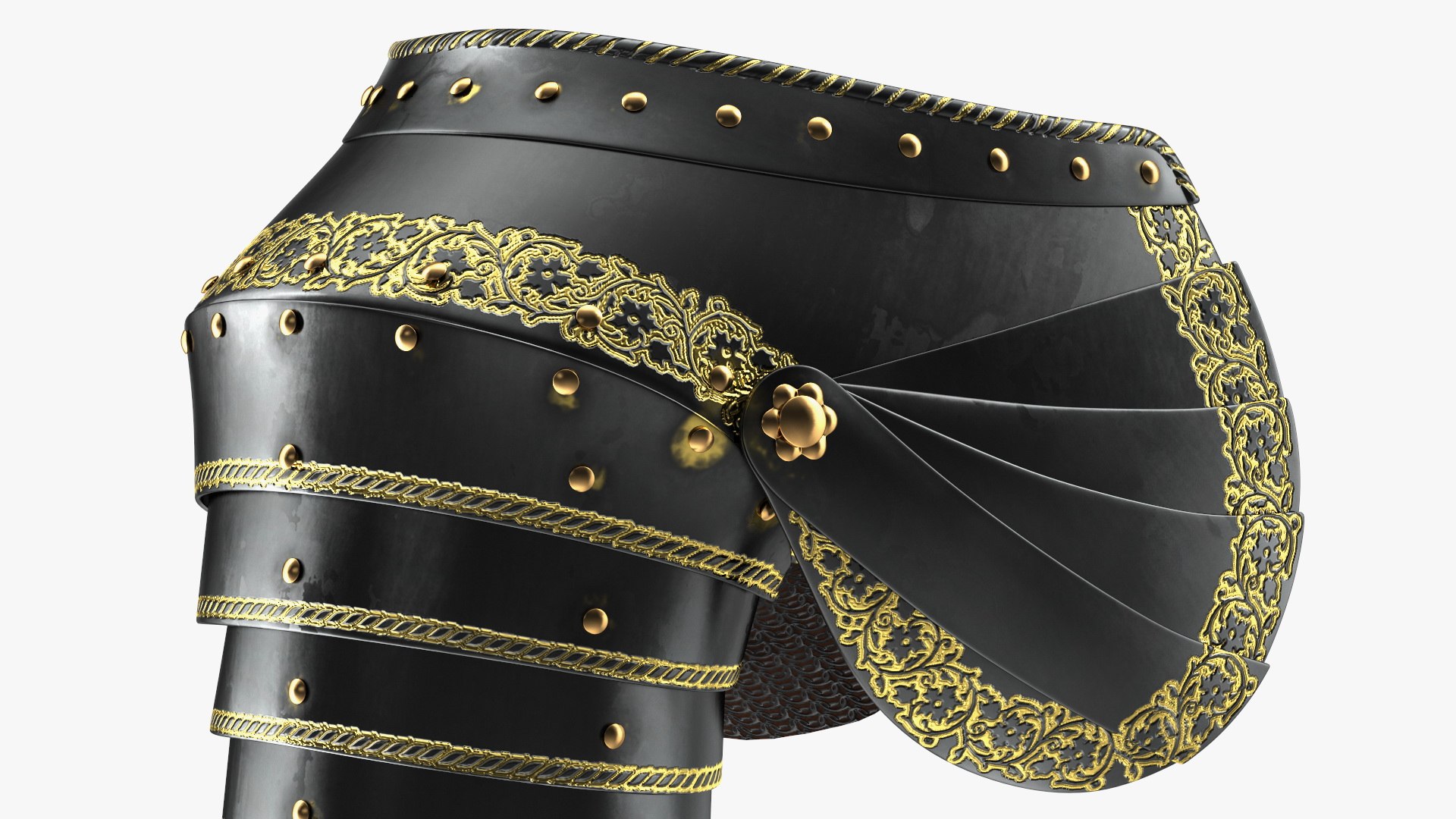 Medieval Knight Black Gold Arm Armor model - TurboSquid 1832668