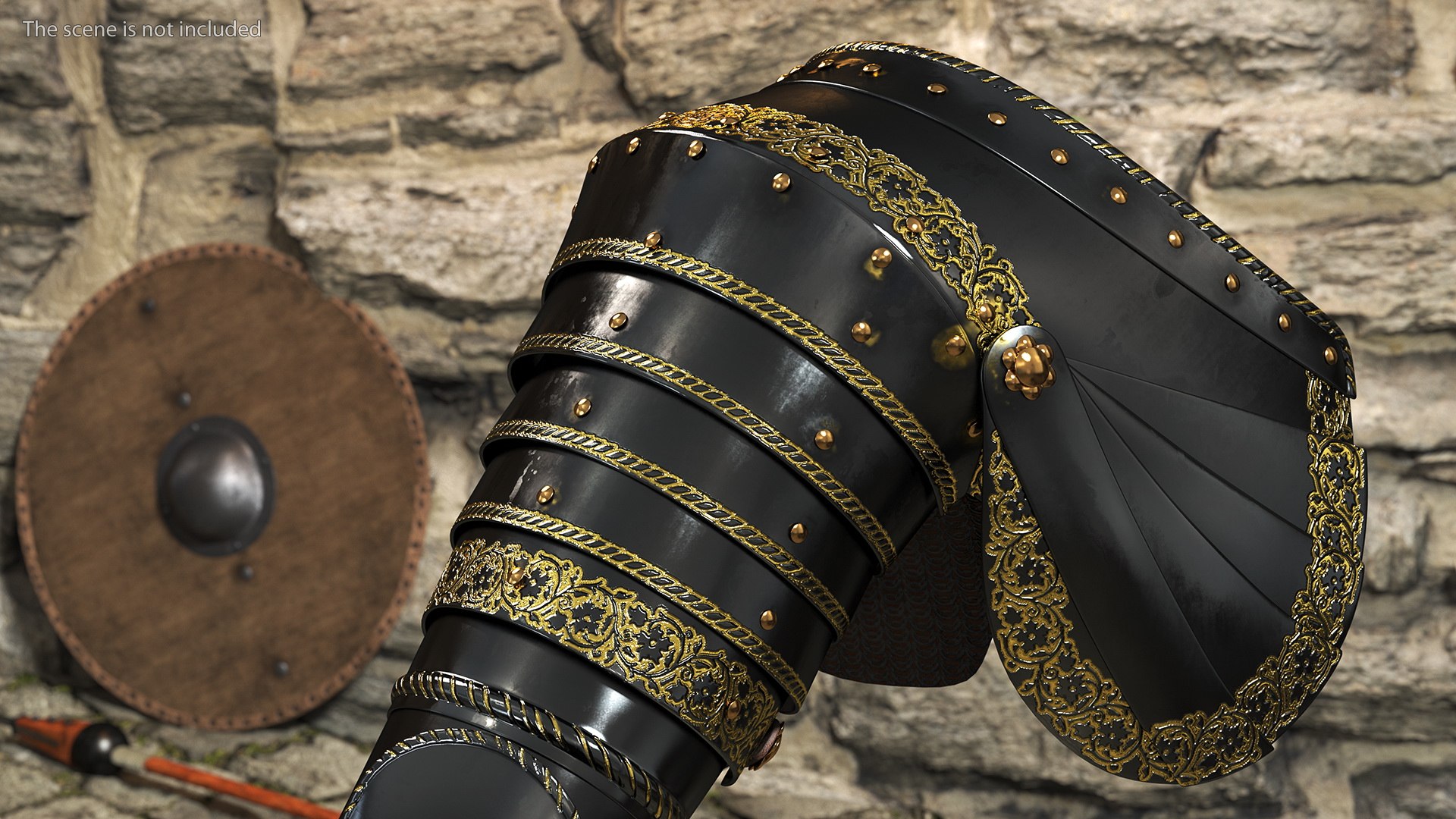 Medieval Knight Black Gold Arm Armor model - TurboSquid 1832668