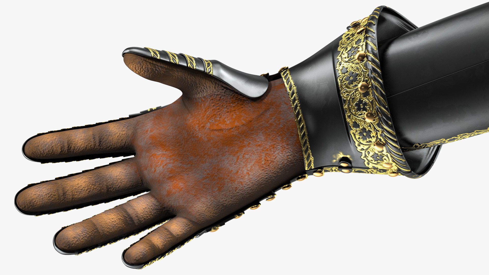 Medieval Knight Black Gold Arm Armor model - TurboSquid 1832668