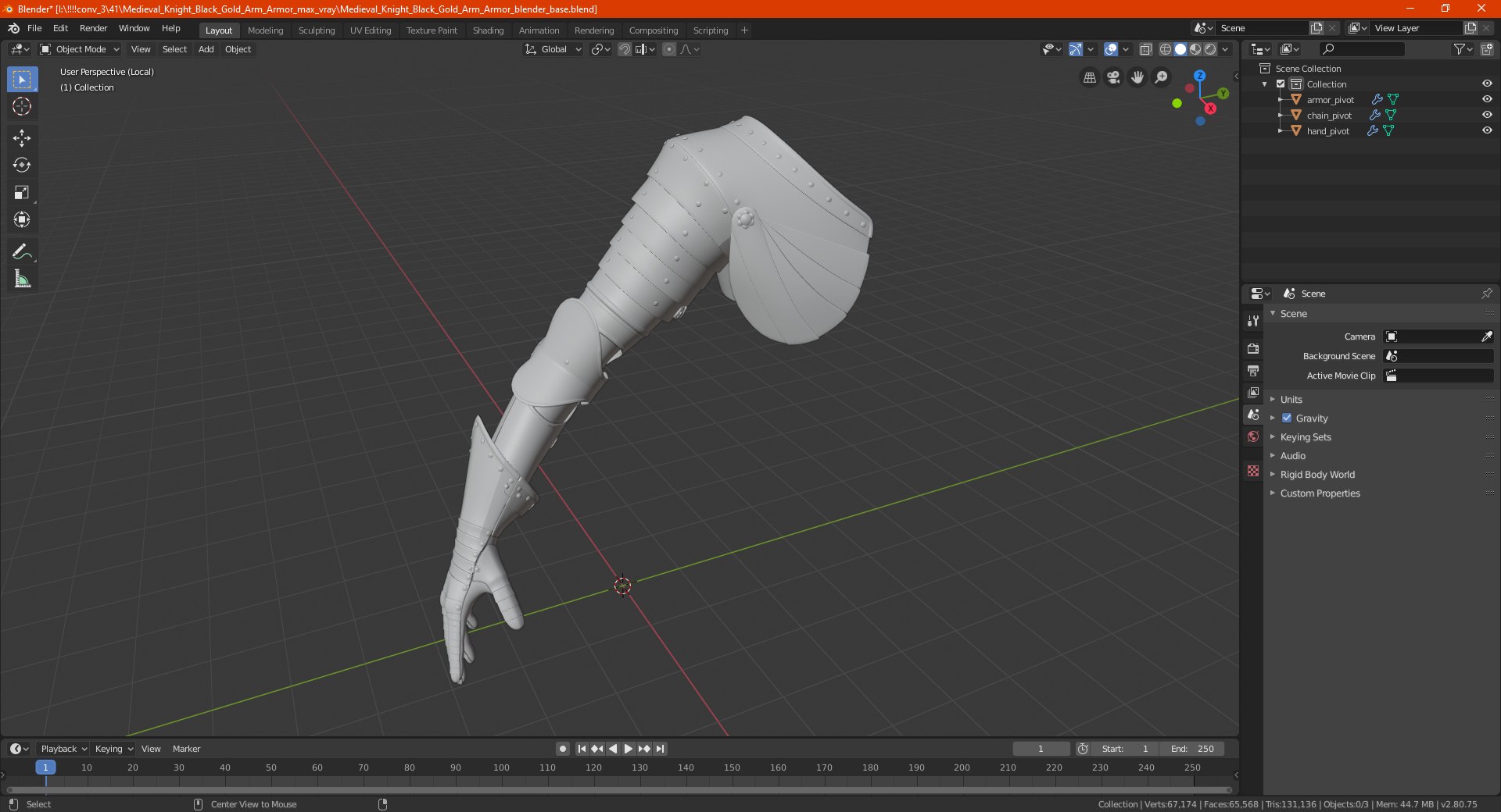 Medieval Knight Black Gold Arm Armor model - TurboSquid 1832668