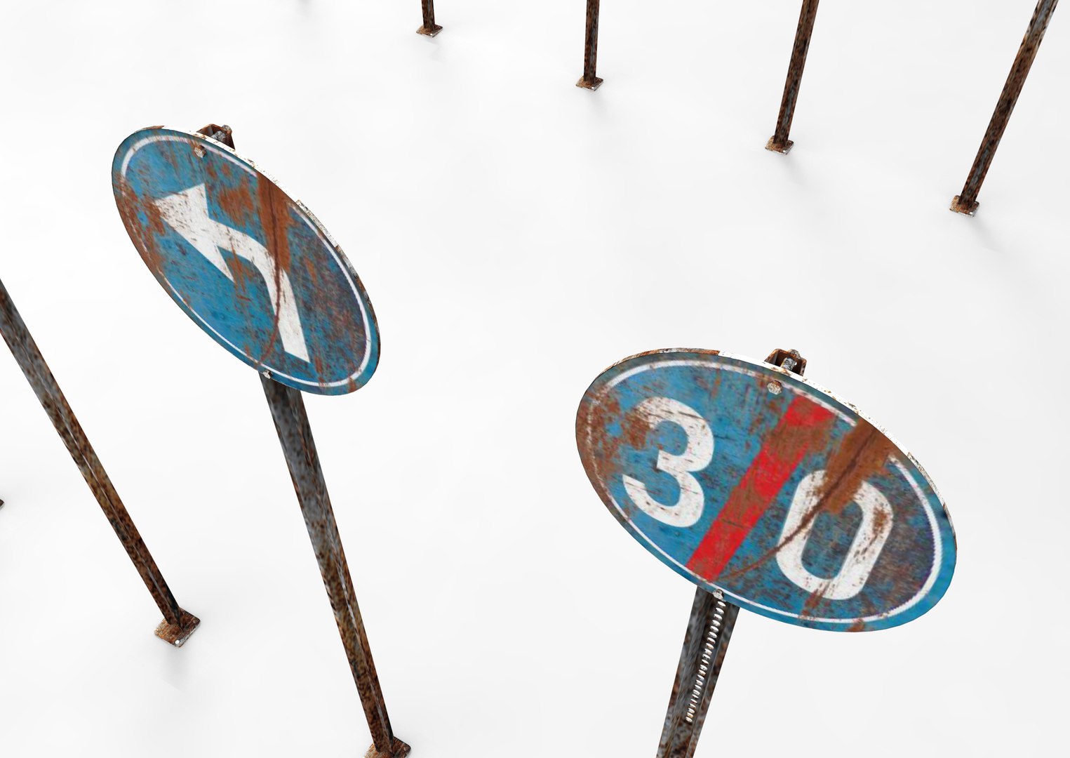 Traffic Signs Blue 32 Pieces Rust 3D Model - TurboSquid 1733507