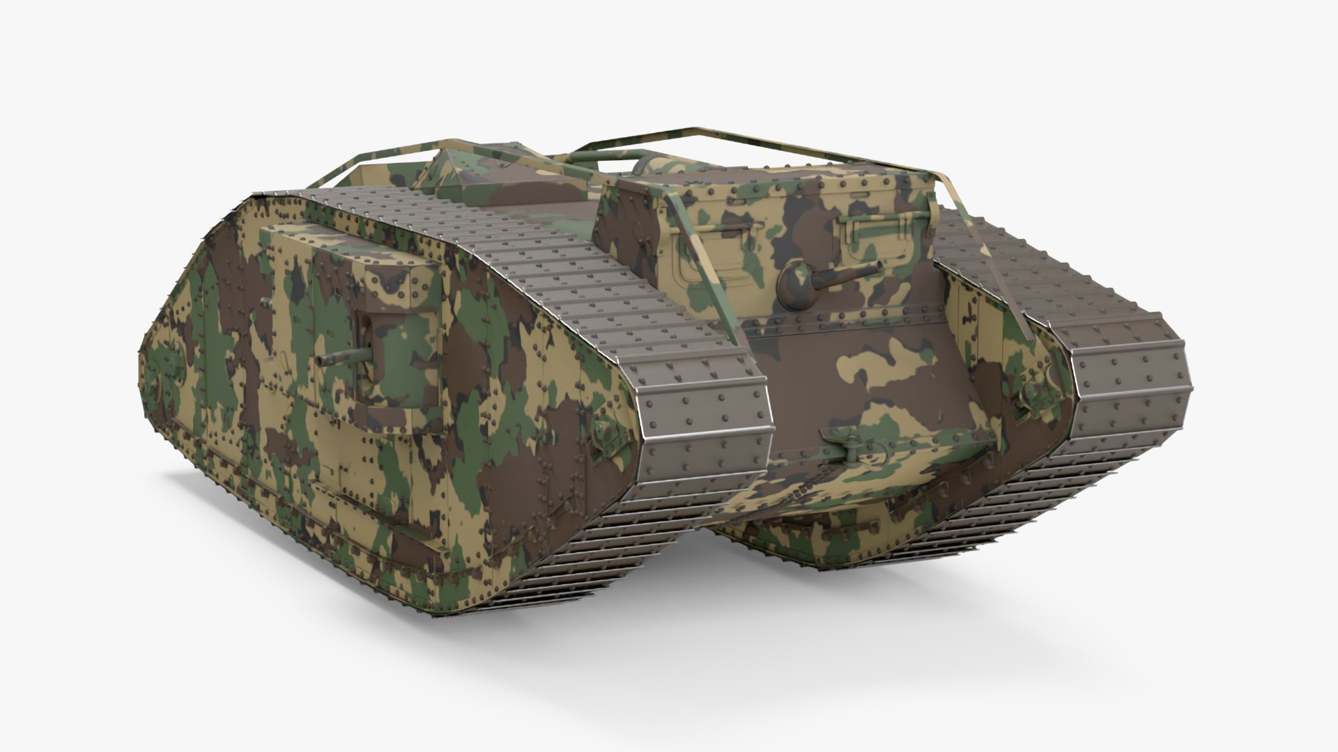 3D Tank MK 4 Female Camouflage Color Rigged For Cinema 4D Model ...