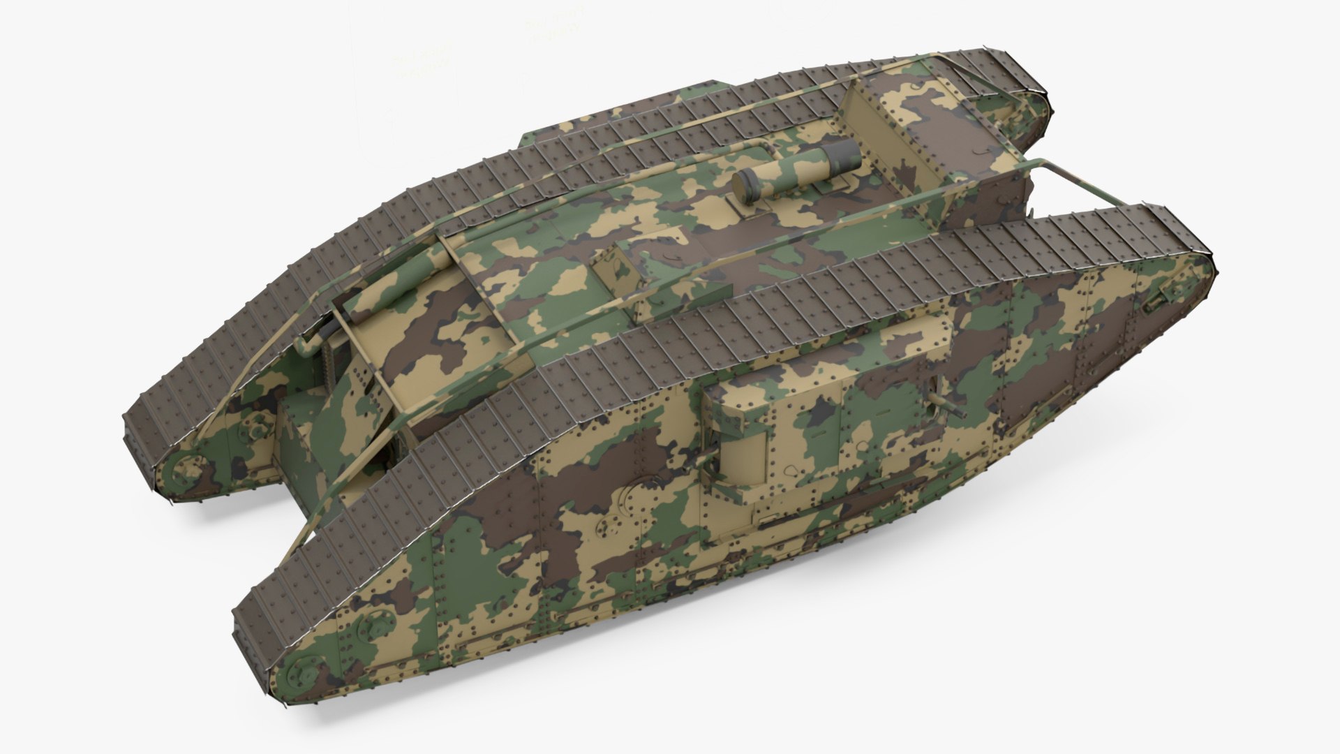 3D Tank MK 4 Female Camouflage Color Rigged For Cinema 4D Model ...