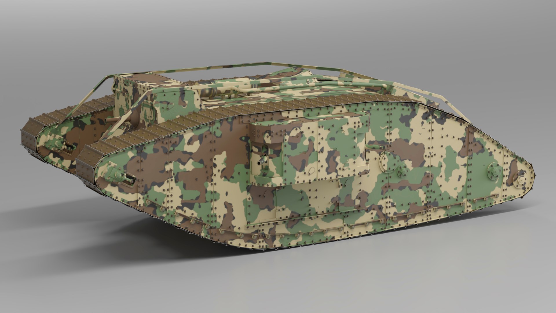 3D Tank MK 4 Female Camouflage Color Rigged For Cinema 4D Model ...