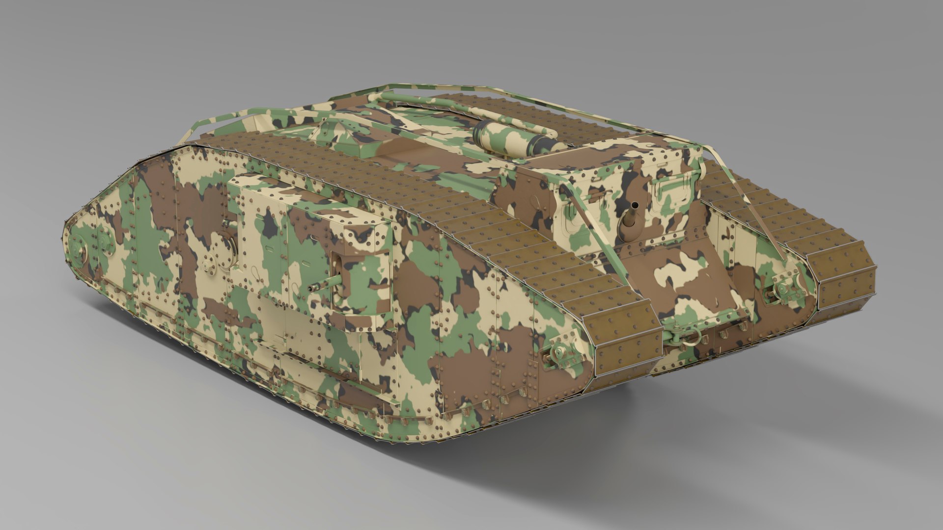3D Tank MK 4 Female Camouflage Color Rigged For Cinema 4D Model ...