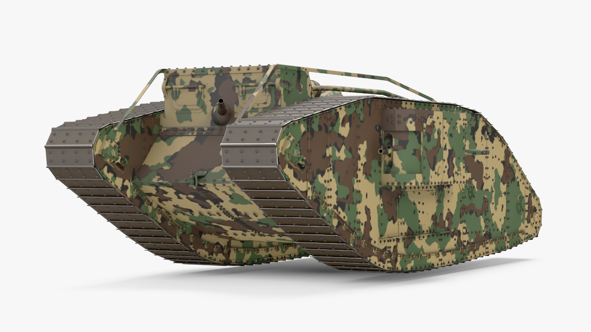 3D Tank MK 4 Female Camouflage Color Rigged For Cinema 4D Model ...