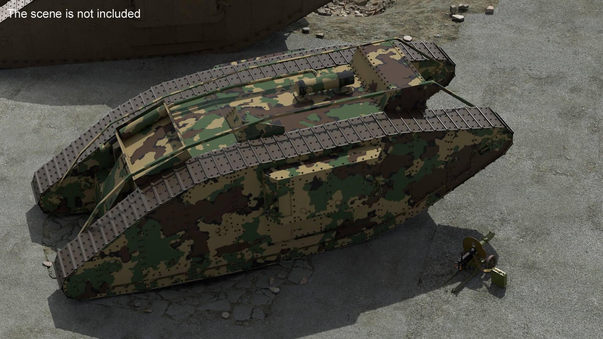 3D Tank MK 4 Female Camouflage Color Rigged For Cinema 4D Model ...