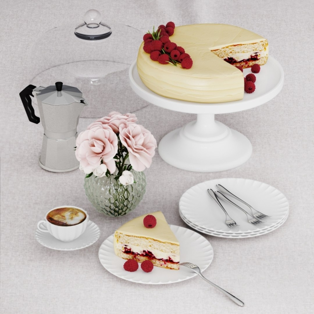 3D Model Dessert Raspberry Cake - TurboSquid 1341320