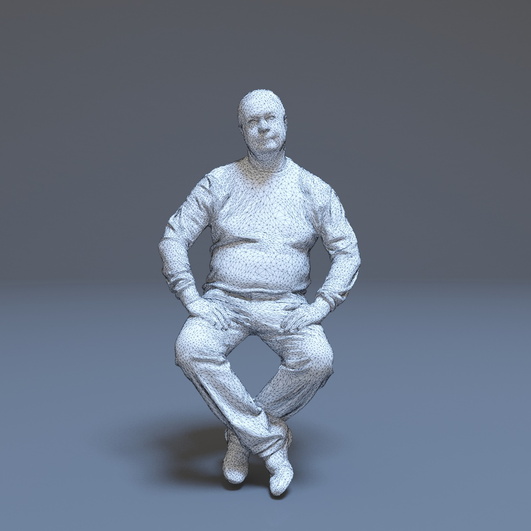Man Casual Dress Sitting People 3d Max