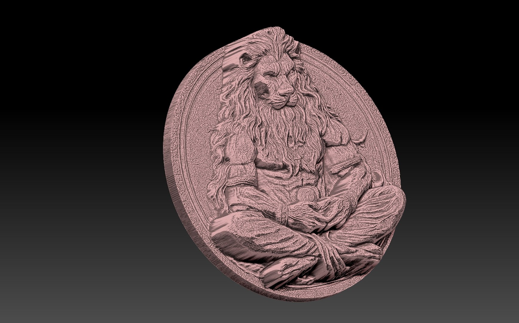 3D Lion Monk Themed Relief 3dprint Model And For Cnc Router Carving ...