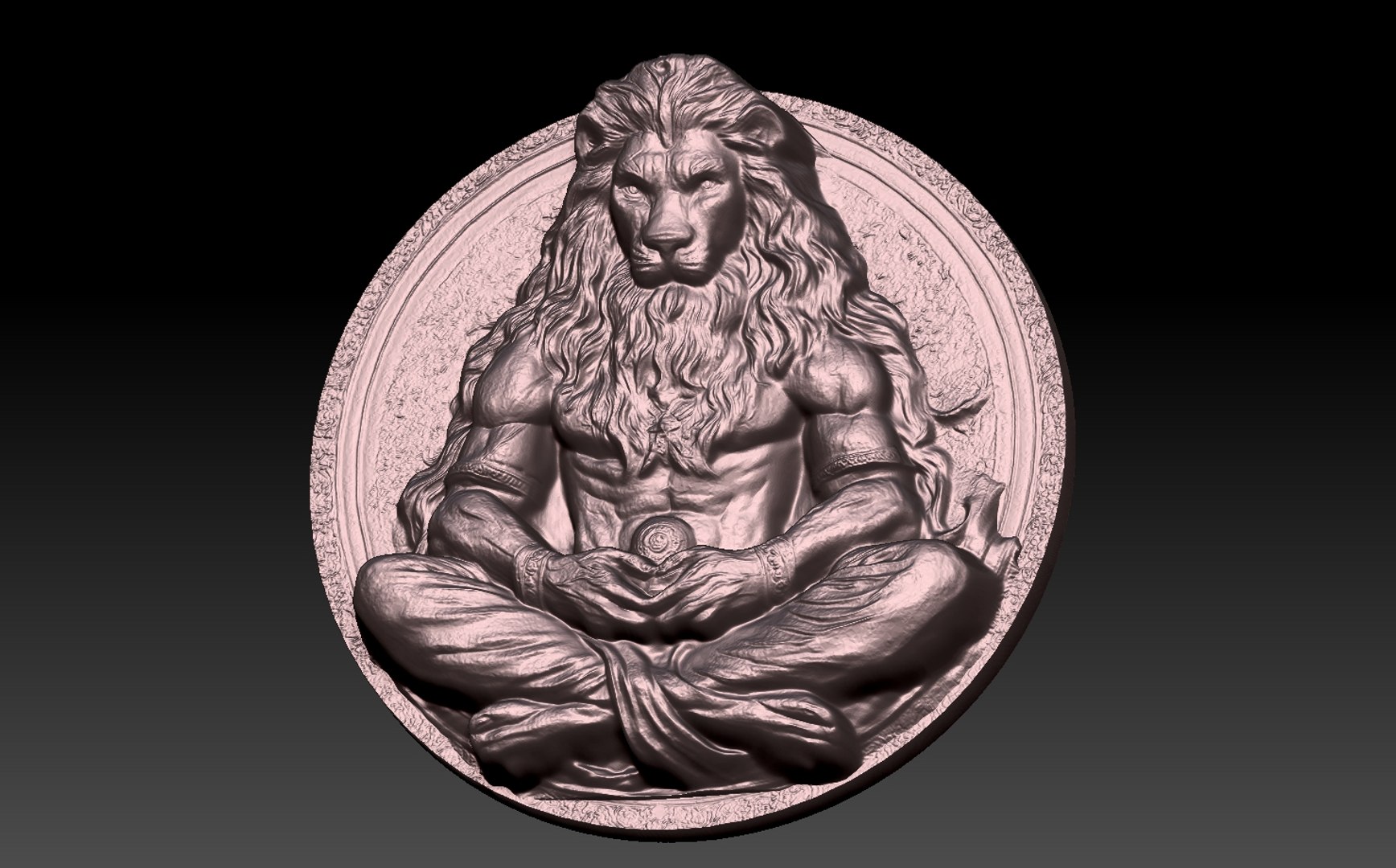 3D Lion Monk Themed Relief 3dprint Model And For Cnc Router Carving ...