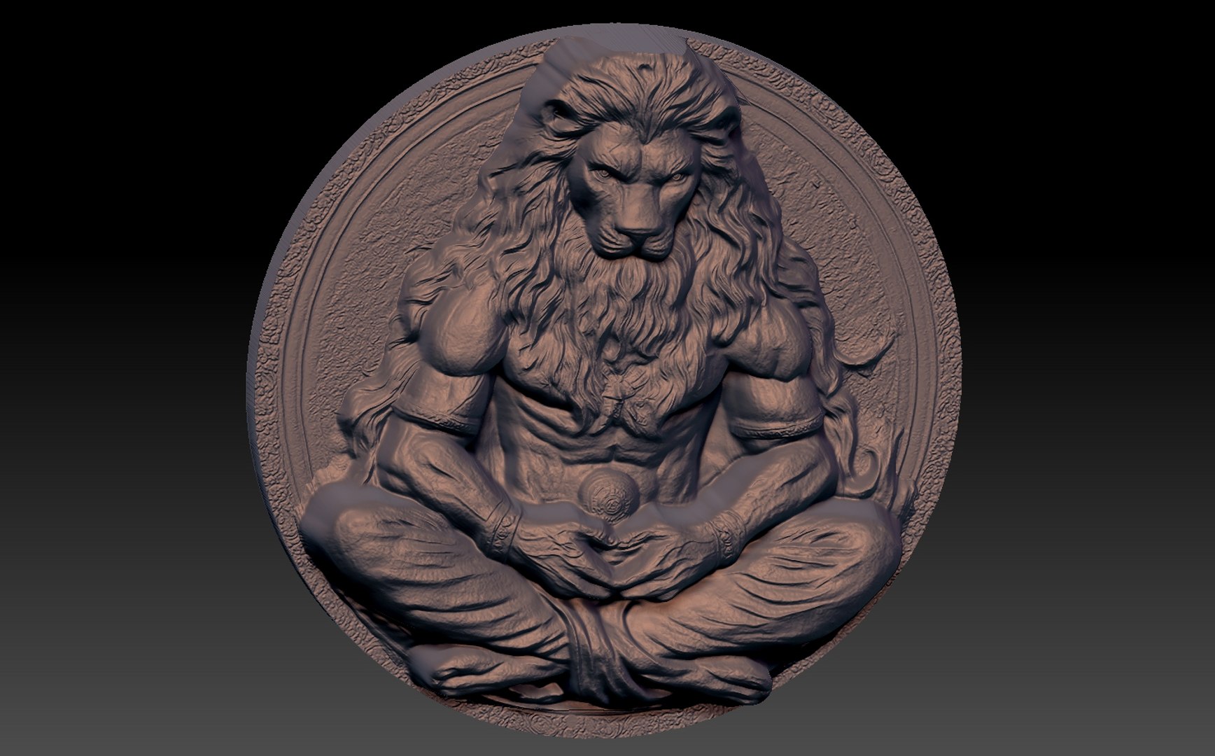 3D Lion Monk Themed Relief 3dprint Model And For Cnc Router Carving ...