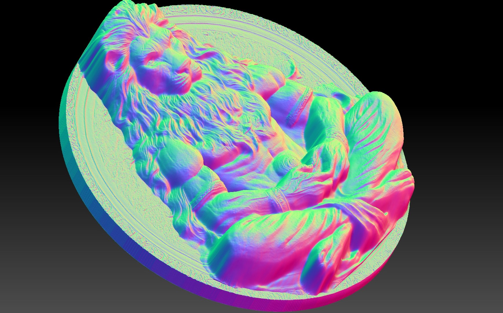 3D Lion Monk Themed Relief 3dprint Model And For Cnc Router Carving ...