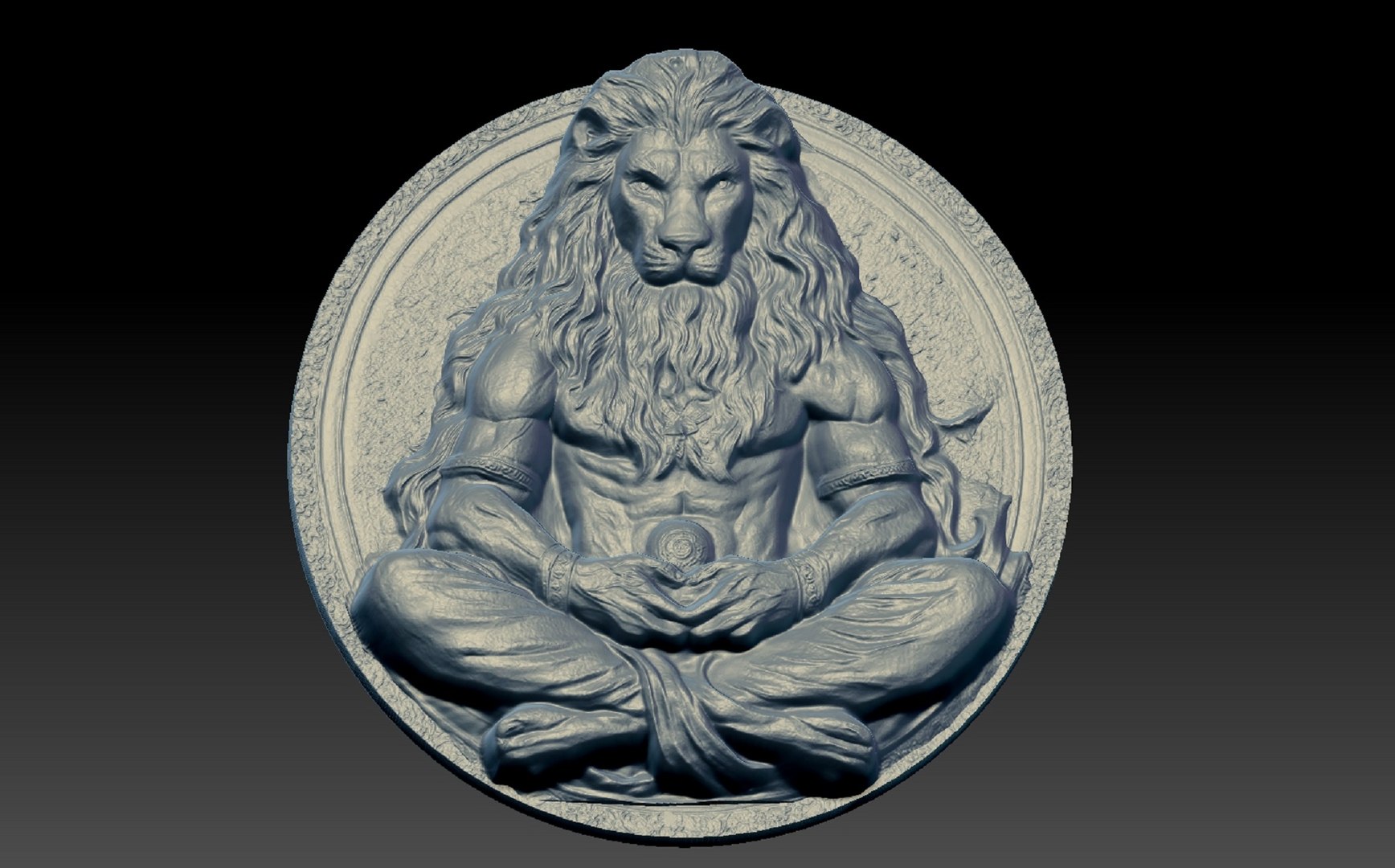 3D Lion Monk Themed Relief 3dprint Model And For Cnc Router Carving ...