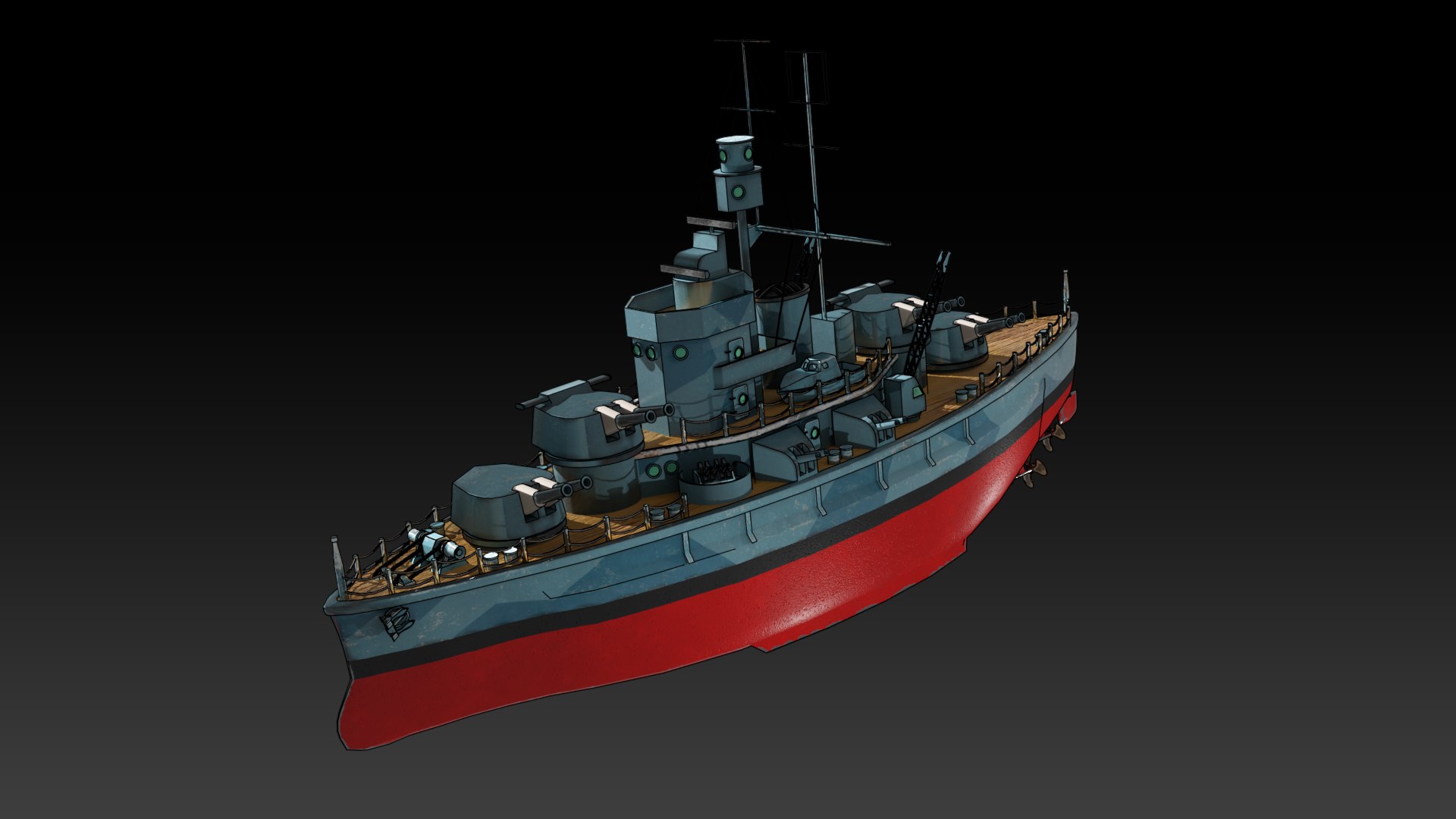 3D Model Cartoon British Battleship - TurboSquid 2486733
