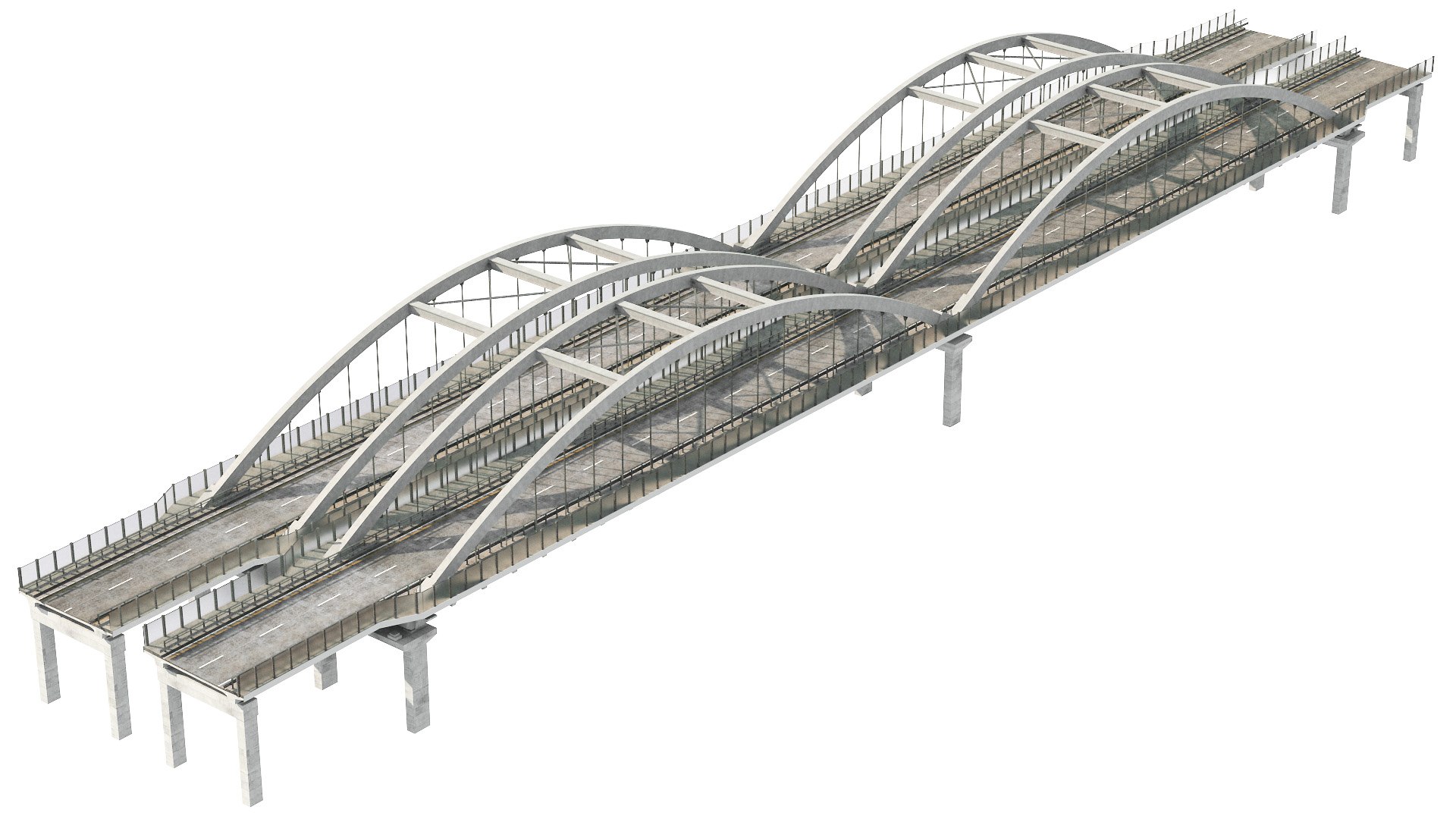 3D Through Arch Bridge With A Two-lane Road - TurboSquid 2278963