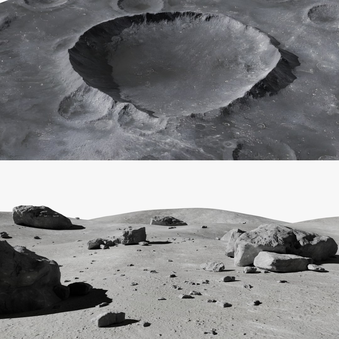 3D Model Moon Terrain And Moon Crater - TurboSquid 2234866