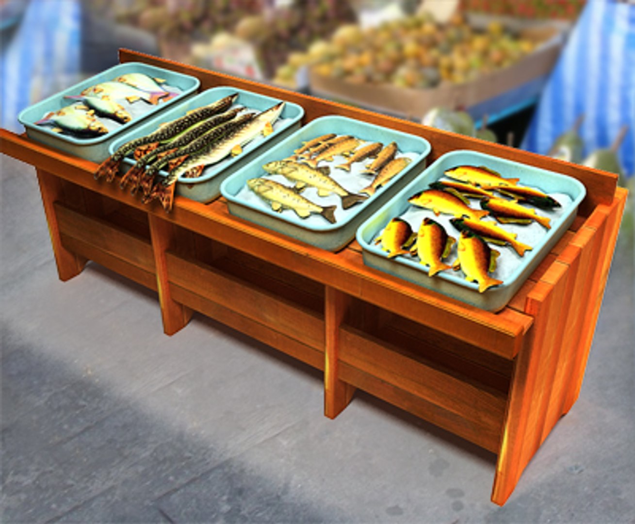 3ds Market Fish Stall