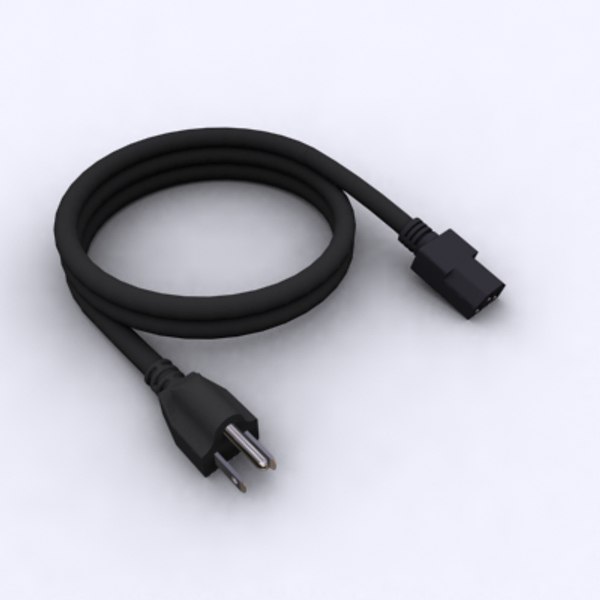 3d electrical power cord coiled