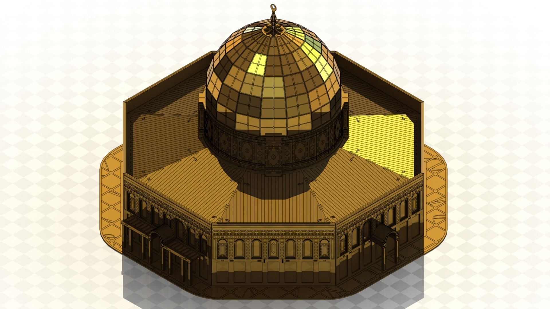 3D Model Dome Of The Rock Mosque -Laser Cut Model - TurboSquid 1728567