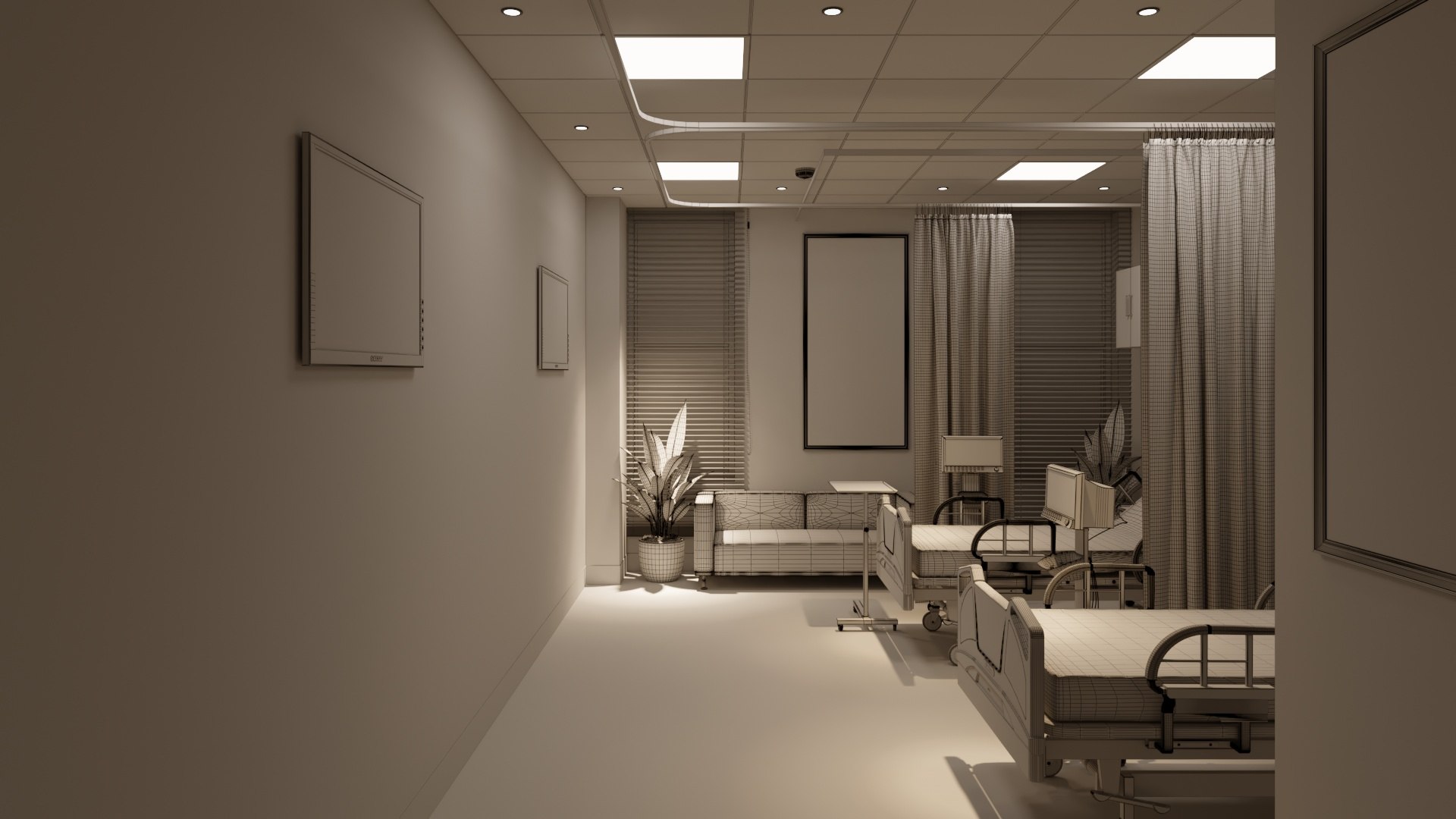 Hospital INPATIENT Room 3D Model - TurboSquid 2021952