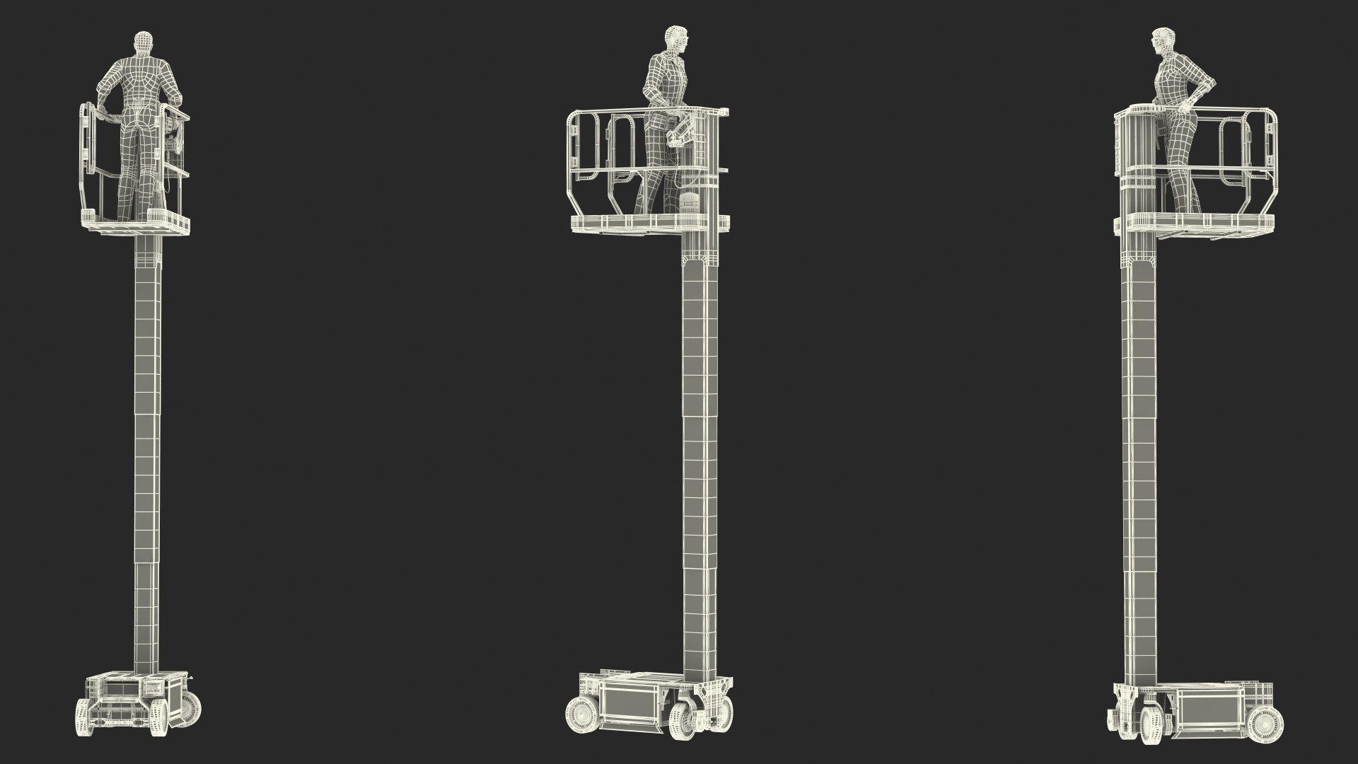Electrician Worker With JLG 1230ES Vertical Mast Lift Rigged Model ...