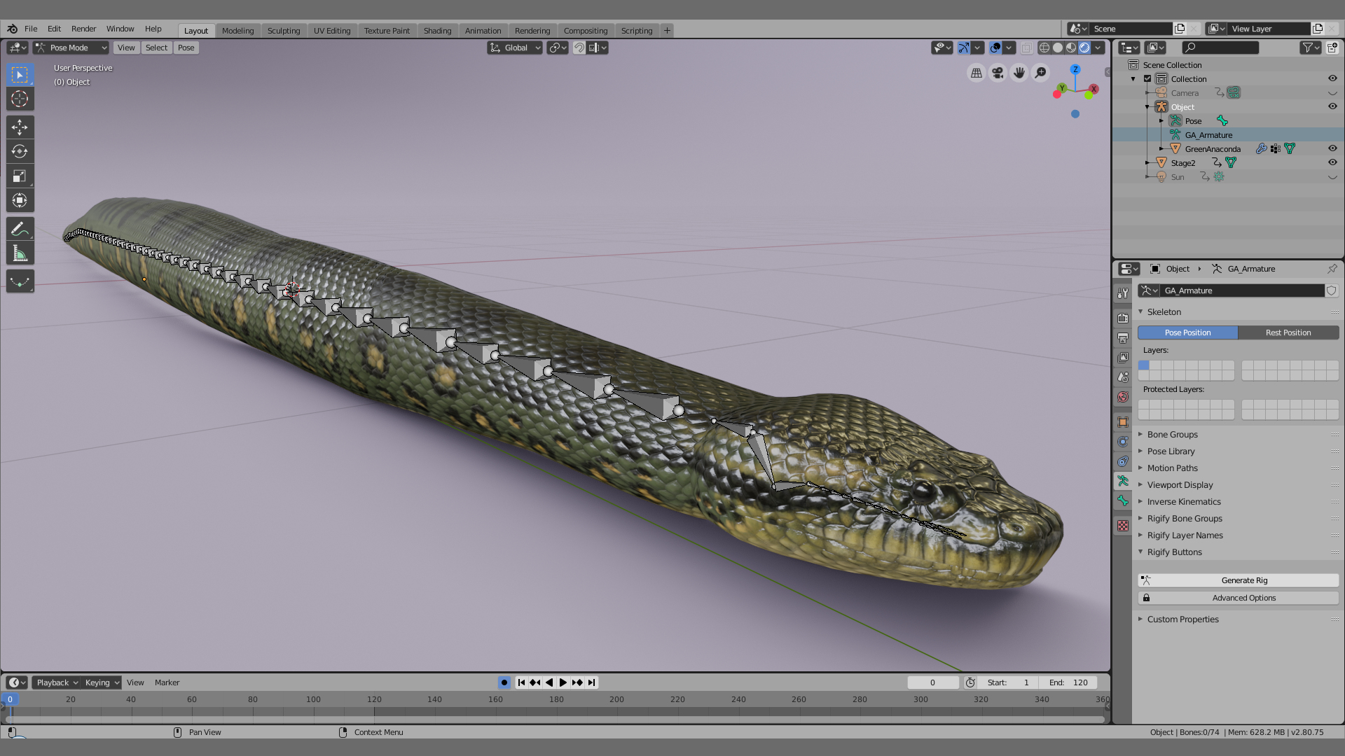 Green Anaconda - Rigged Modelo 3D - TurboSquid 1774455