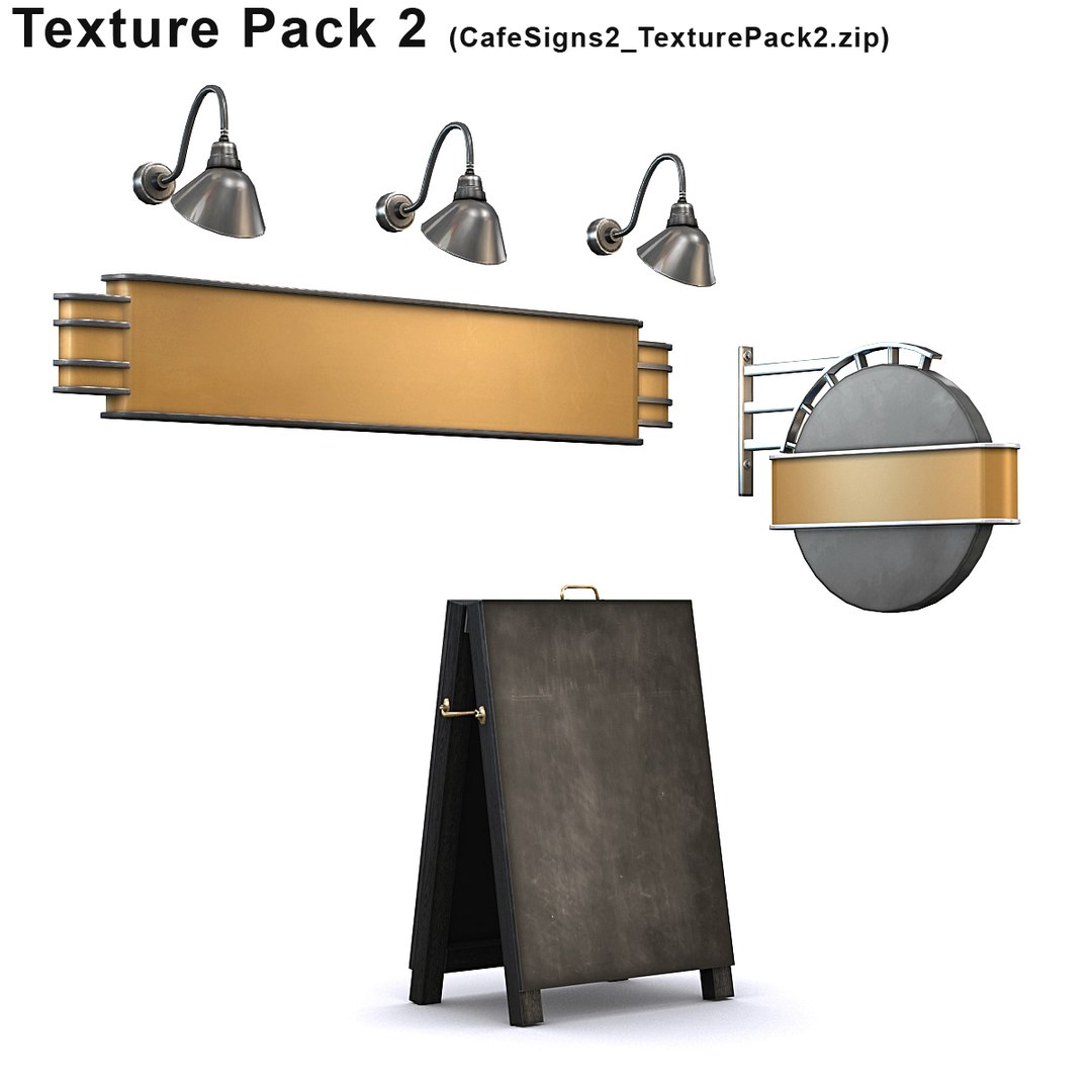 3D Cafe Signs Model - TurboSquid 1244787
