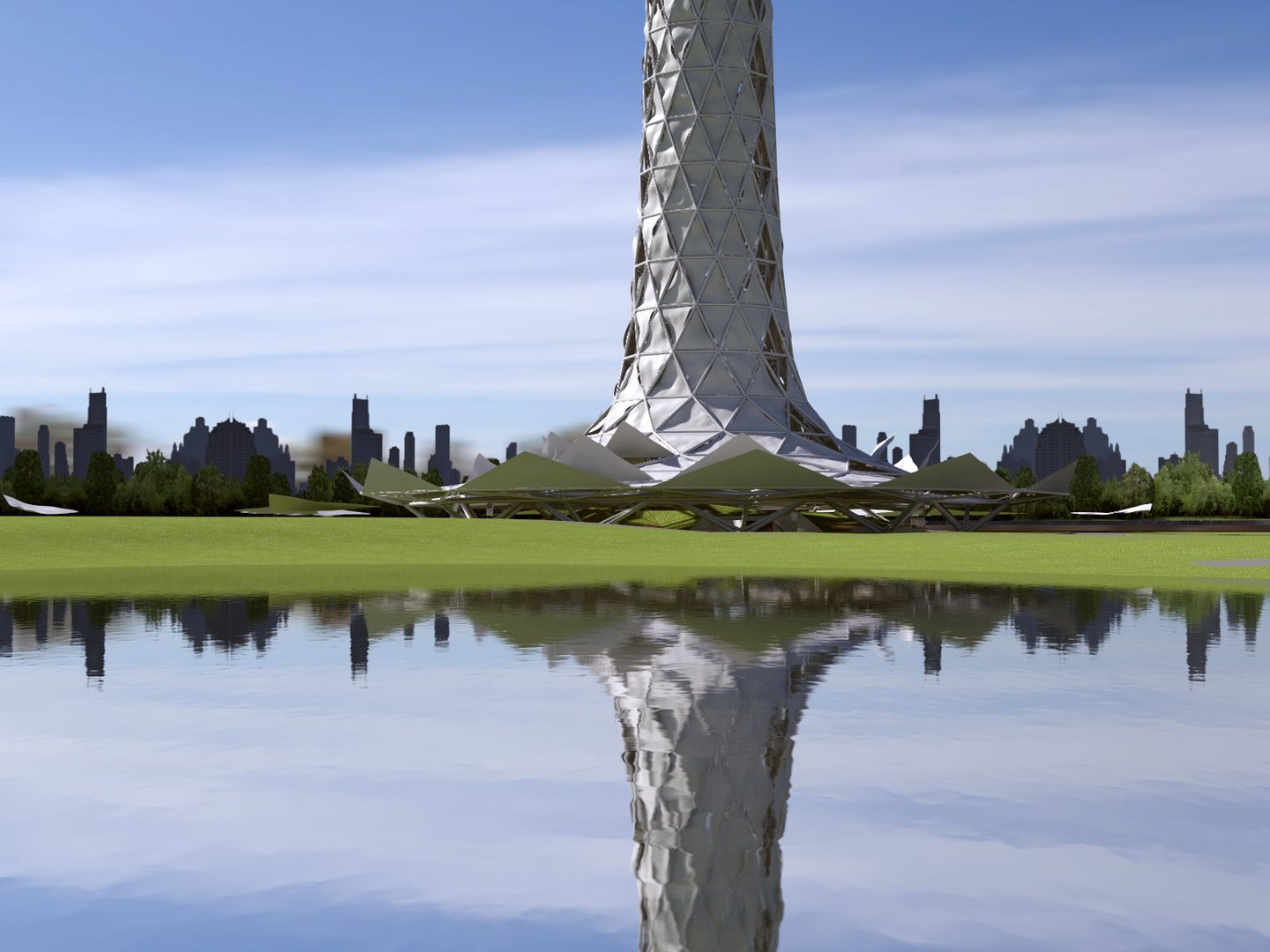 Tall Futuristic Tower 3d Max