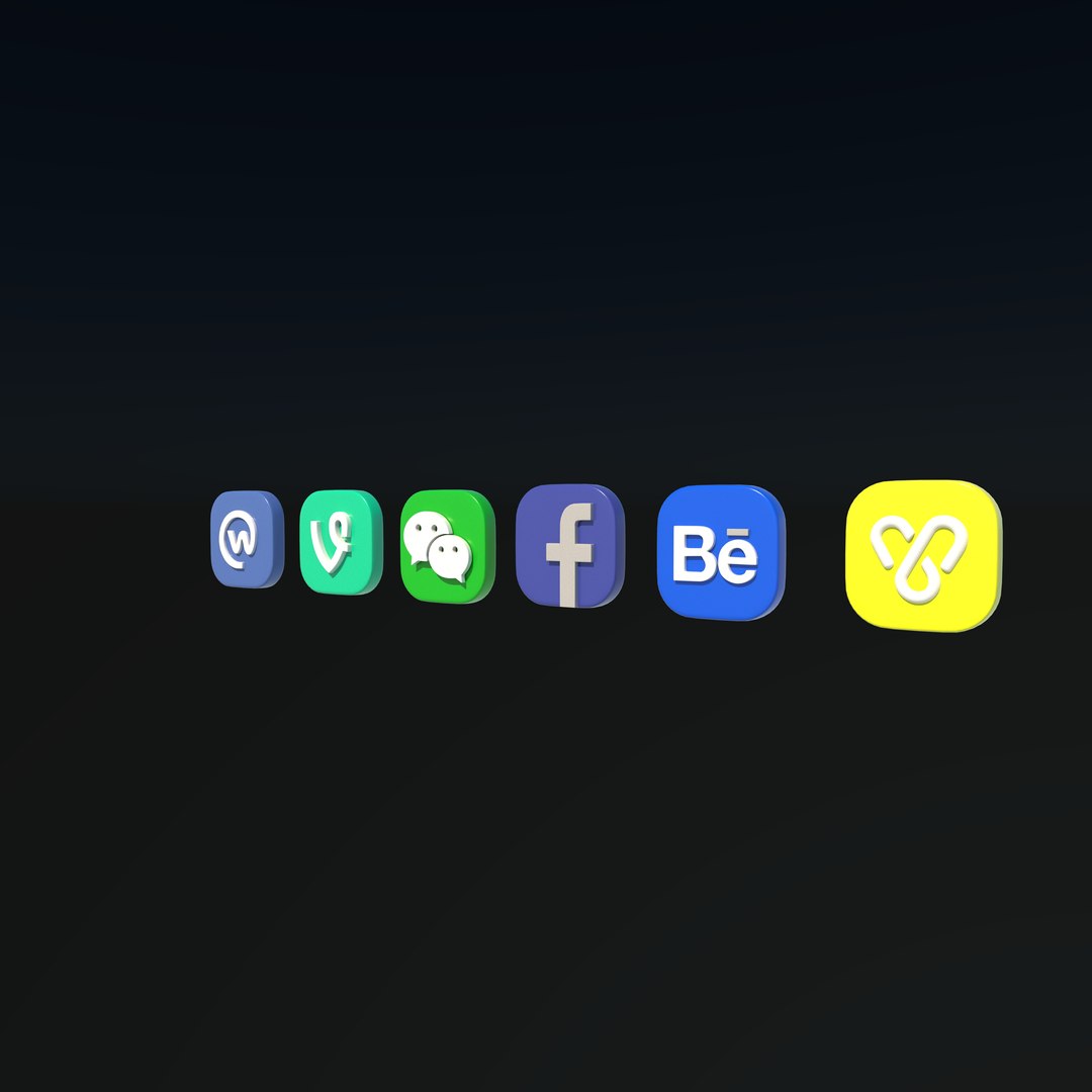3D Model Social Media Icons 3D Model - TurboSquid 2360382