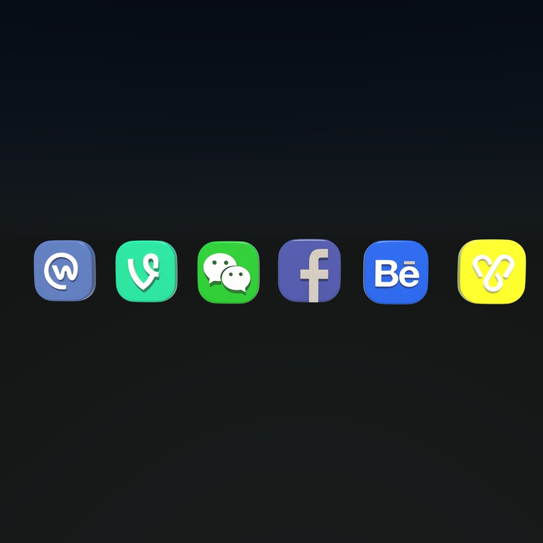 3D Model Social Media Icons 3D Model - TurboSquid 2360382