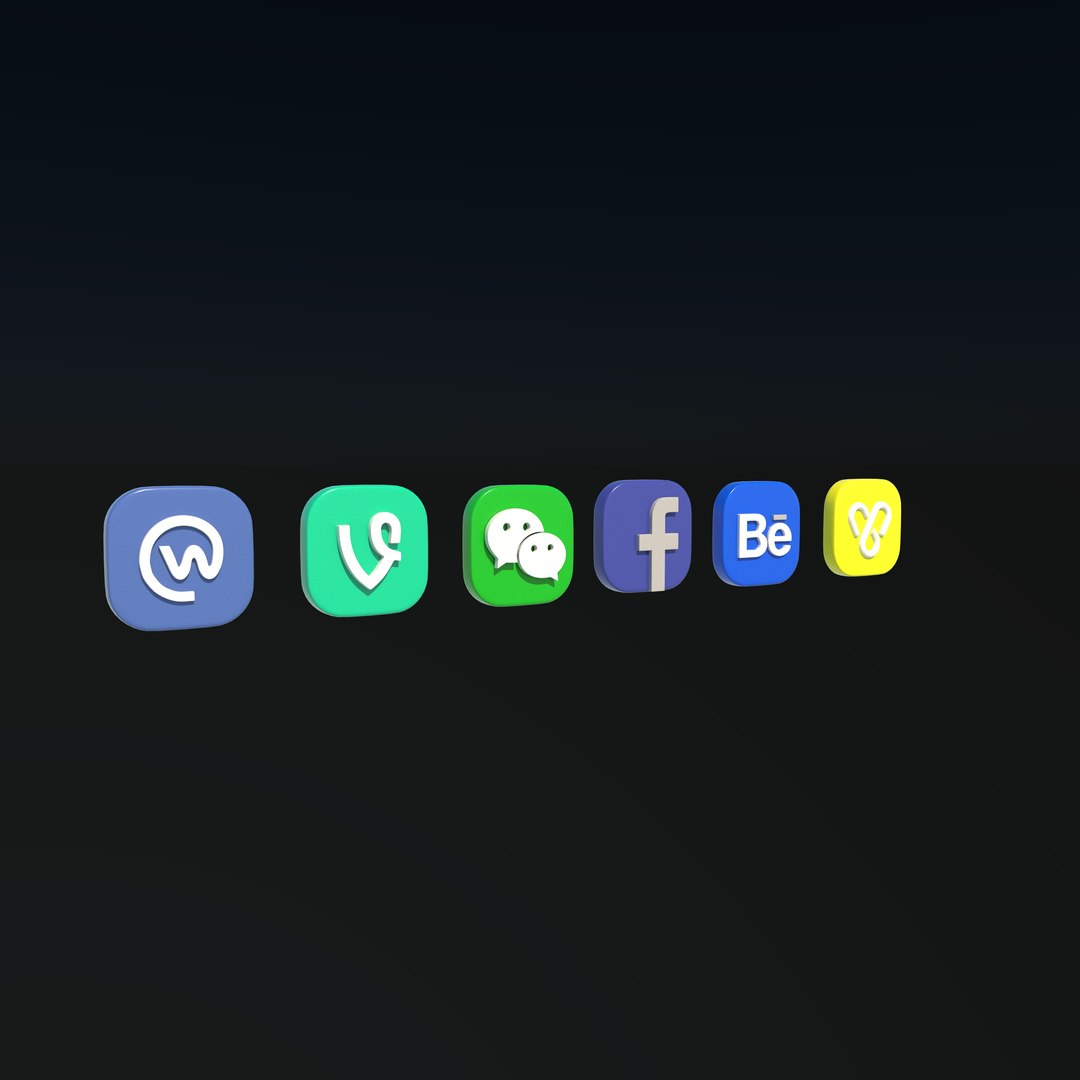 3D Model Social Media Icons 3D Model - TurboSquid 2360382