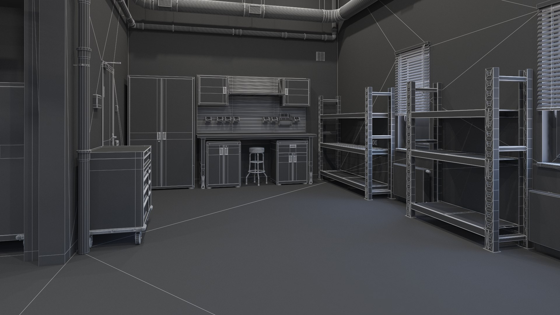 3D Big Home Garage Interior Vray Model - TurboSquid 2159036