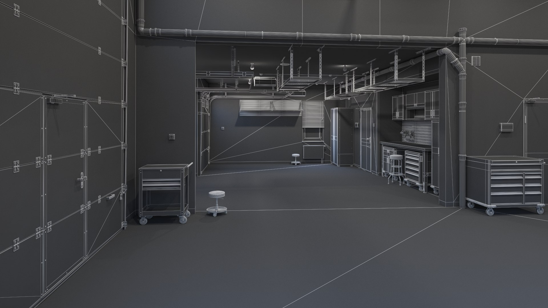 3D Big Home Garage Interior Vray Model - TurboSquid 2159036